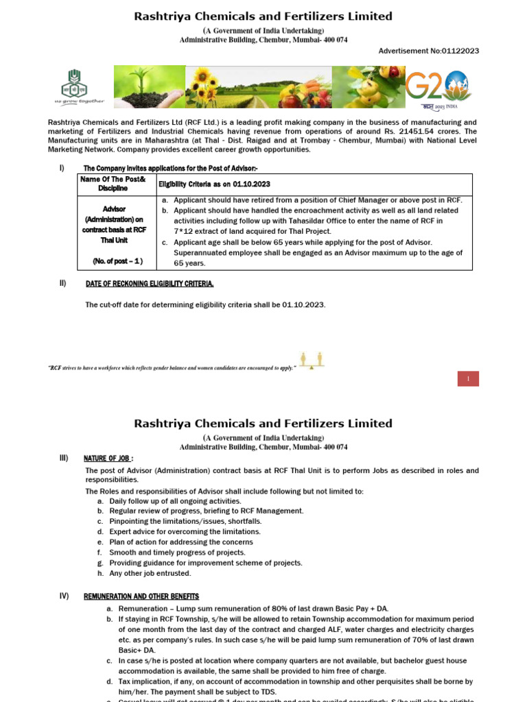 Advt Advisor in Admin at Thal | PDF | Employment | Employee Benefits