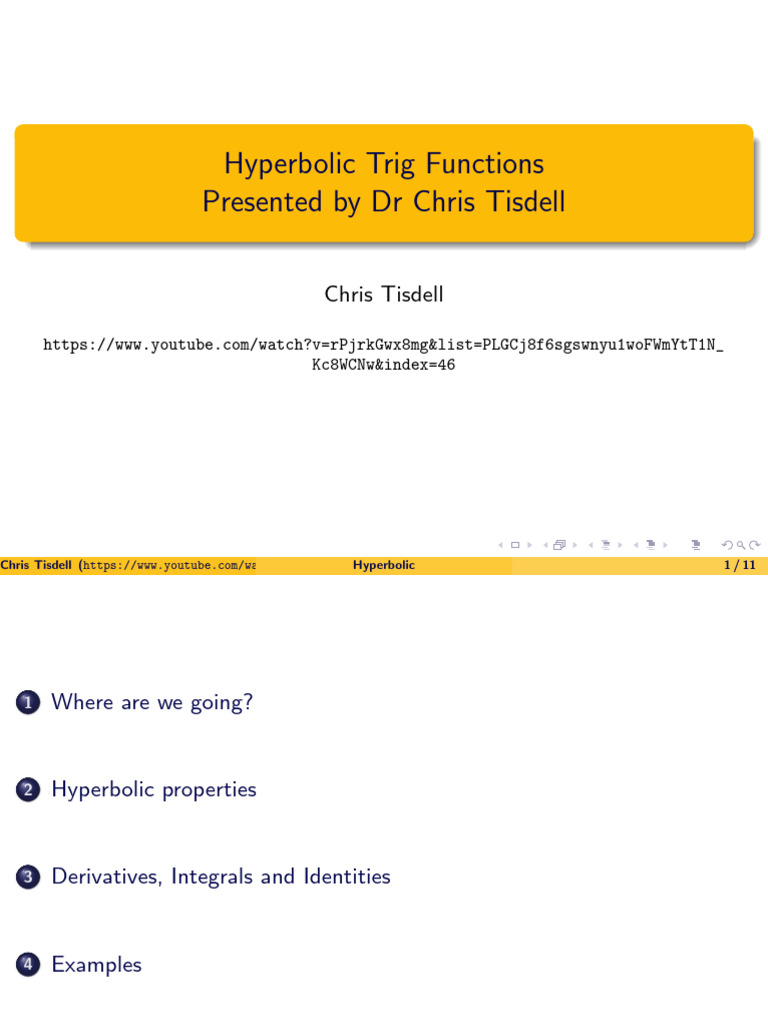 Hyperbolic Trig Functions Guide | PDF