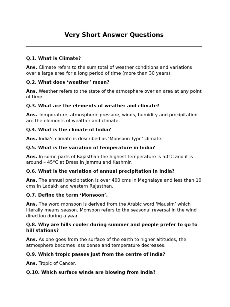Class 9 Climate Q&A Guide | PDF
