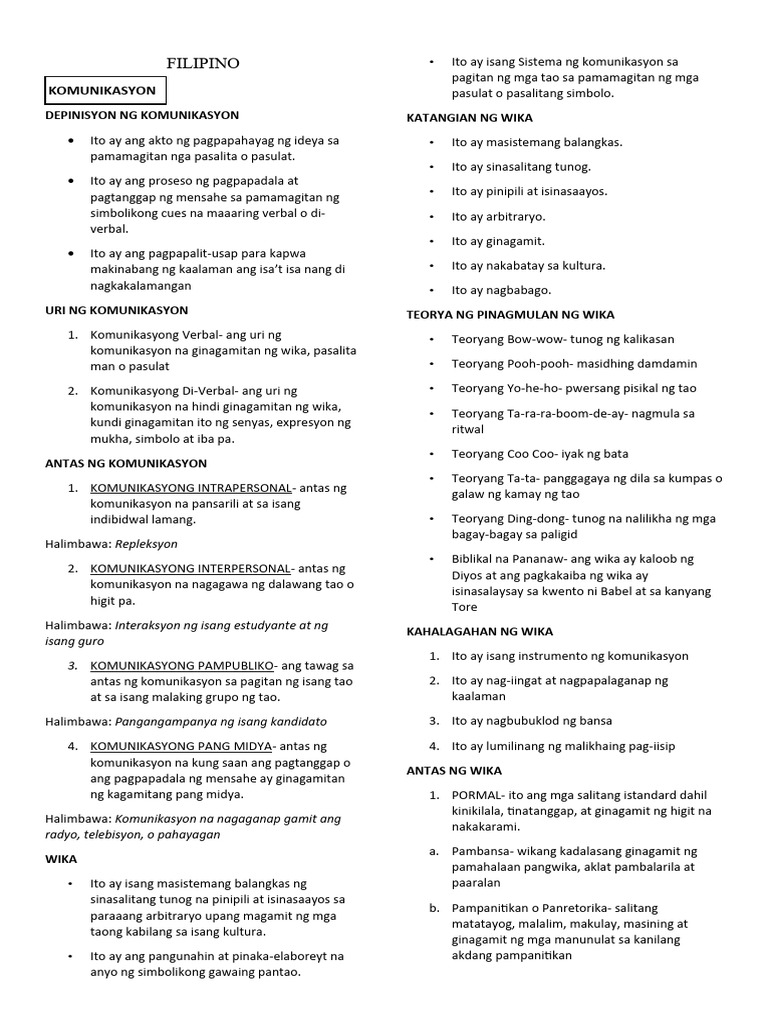 Filipino Notes | PDF