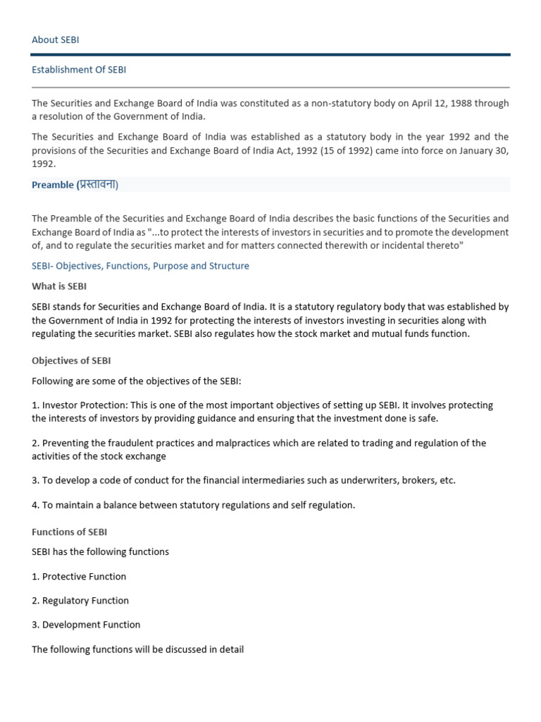 SEBI | PDF | Securities (Finance) | Stocks