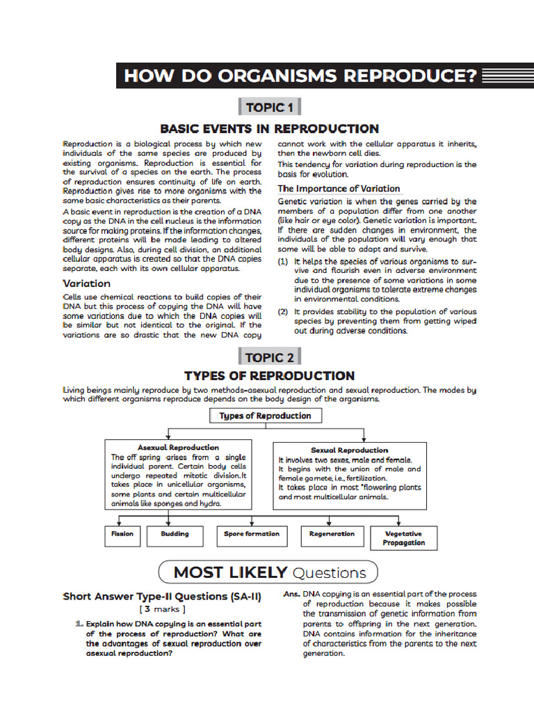 Reproduction Likely Questions | PDF