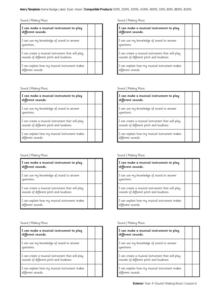 Success Criteria Grid Making Music | PDF | Pitch (Music) | The Arts