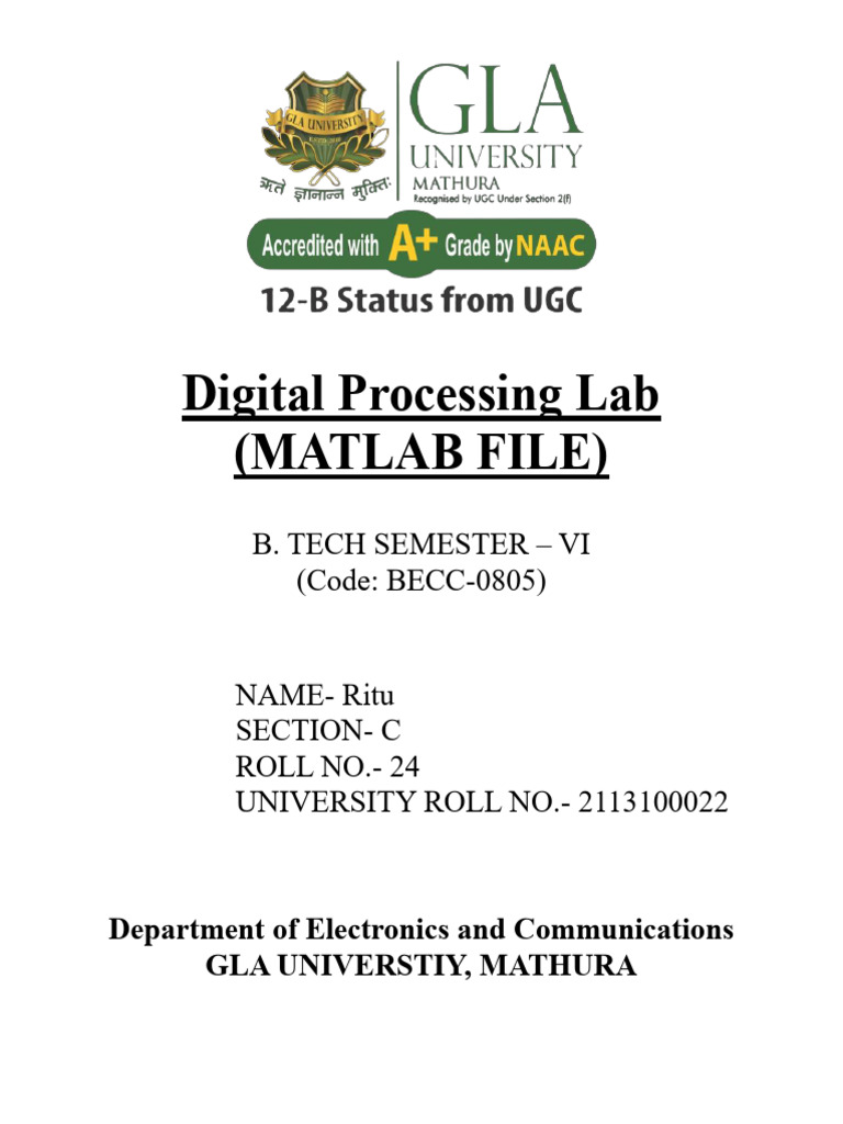 Matlab File Ritu | PDF | Discrete Fourier Transform | Convolution