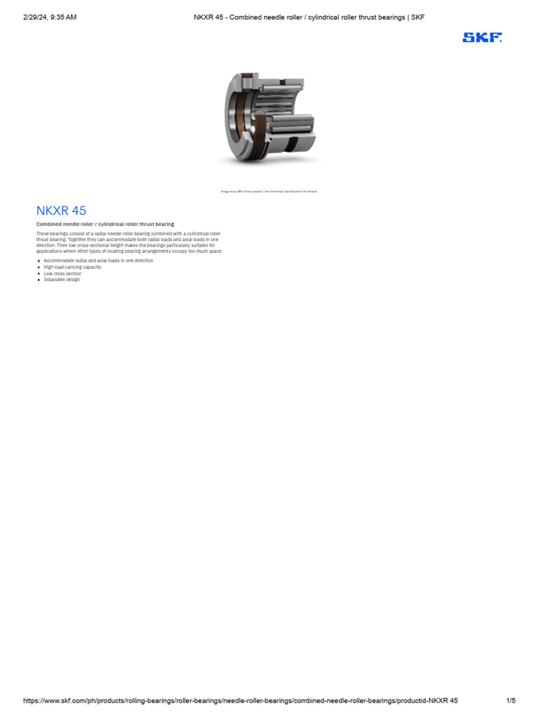 NKXR 45 Needle Roller Bearings SKF | PDF | Bearing (Mechanical) | License