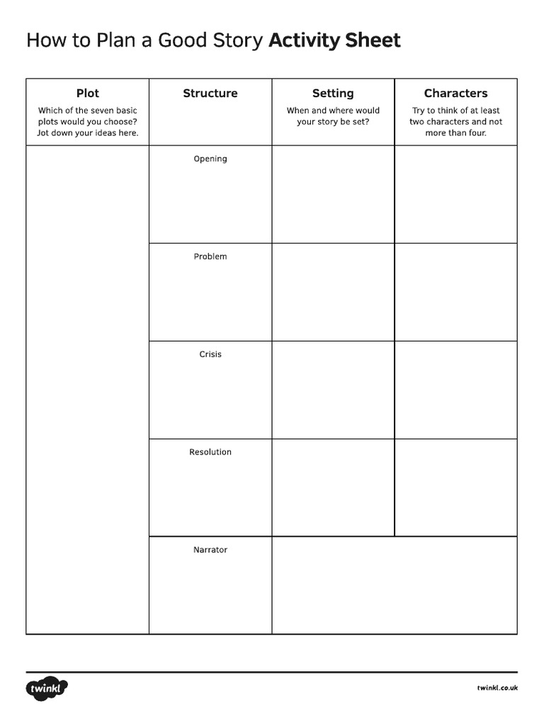 How To Plan A Good Story Activity Sheet | PDF