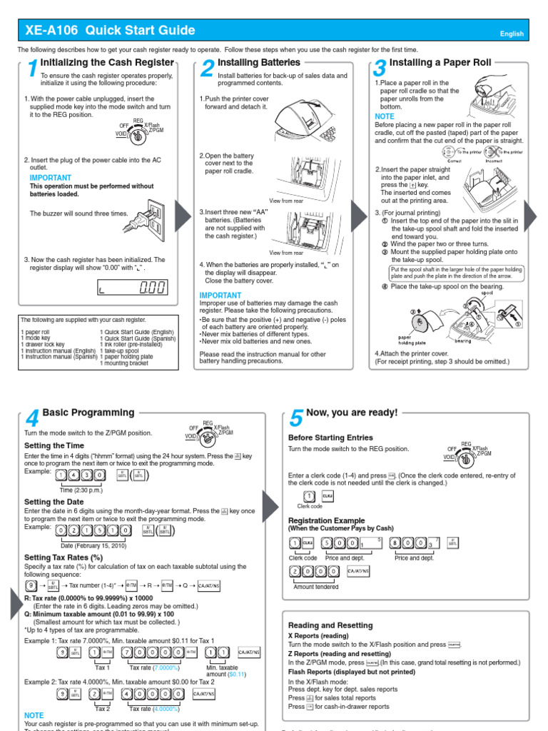 Sharp XE-A106 Quick Start Manual | PDF | Taxes | Computing