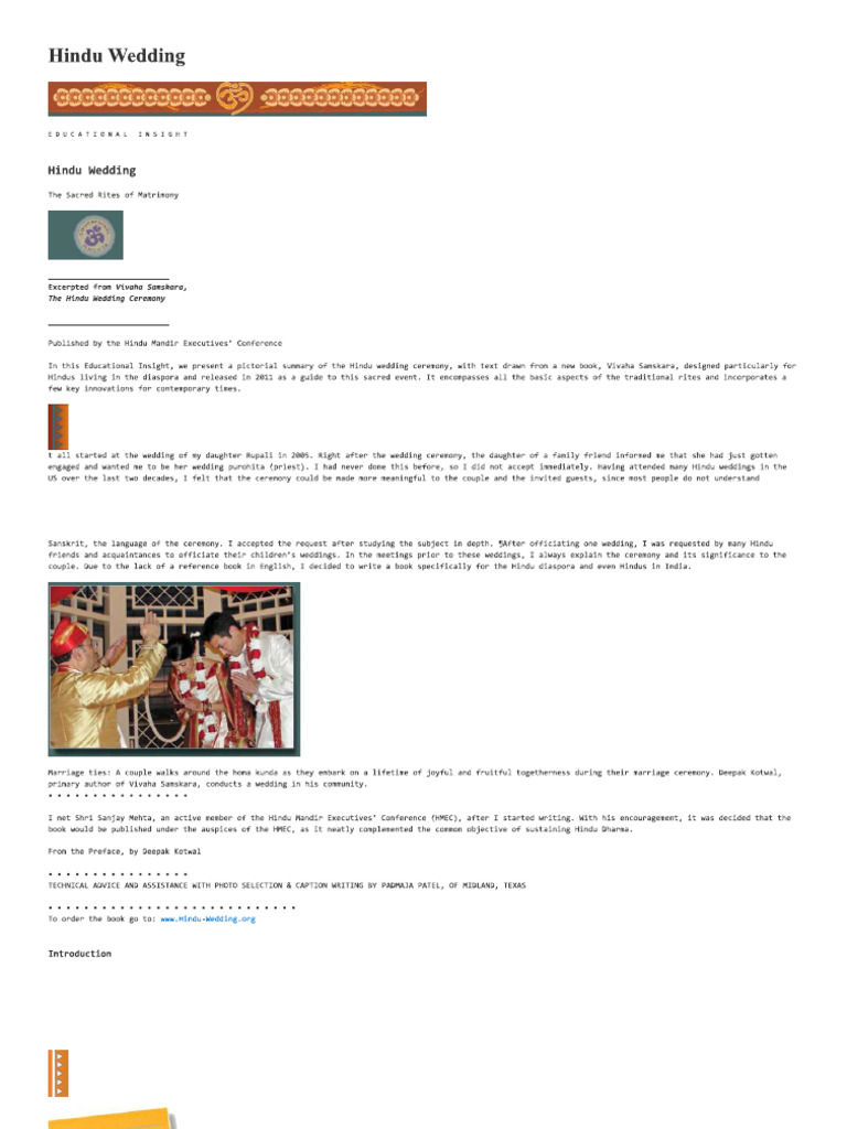 Vivaha Wedding Procedure Steps | PDF