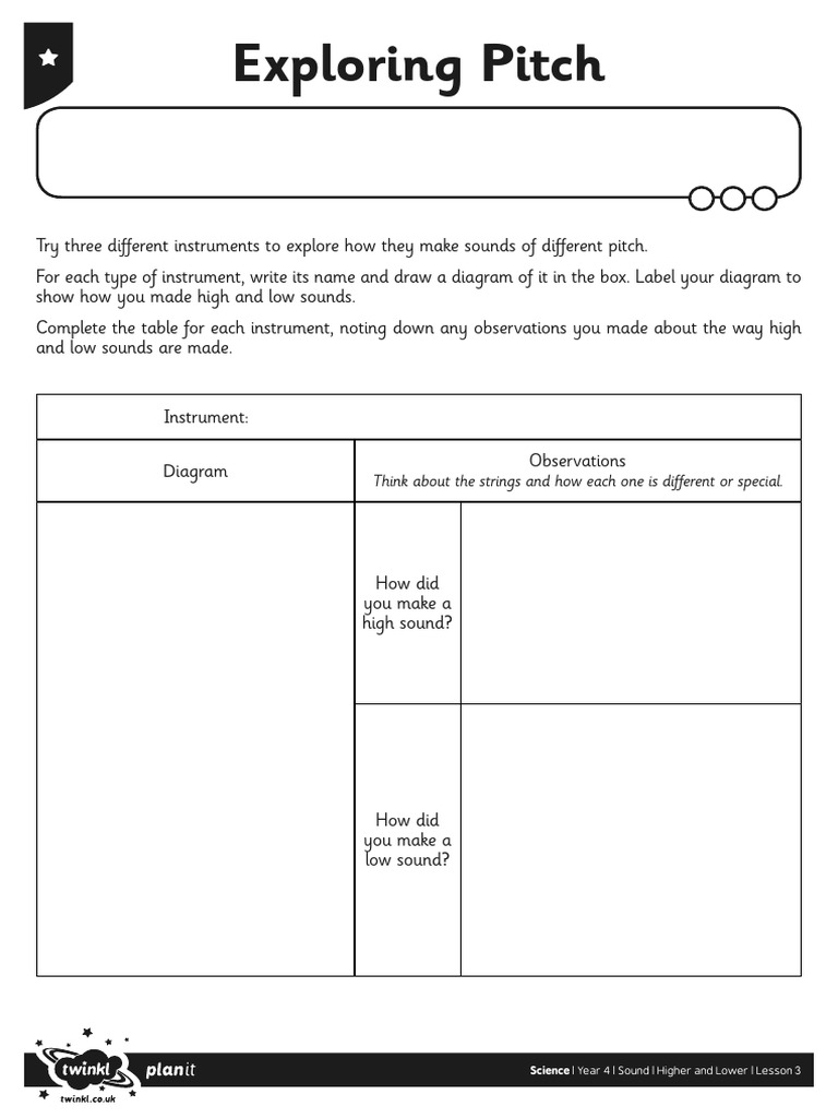 Activity Sheet Exploring Pitch | PDF | Sound | Pitch (Music)