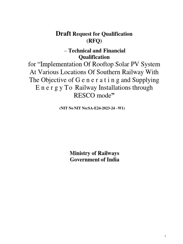 RFQ Draft Bid Document | PDF | Request For Proposal | Solar Power