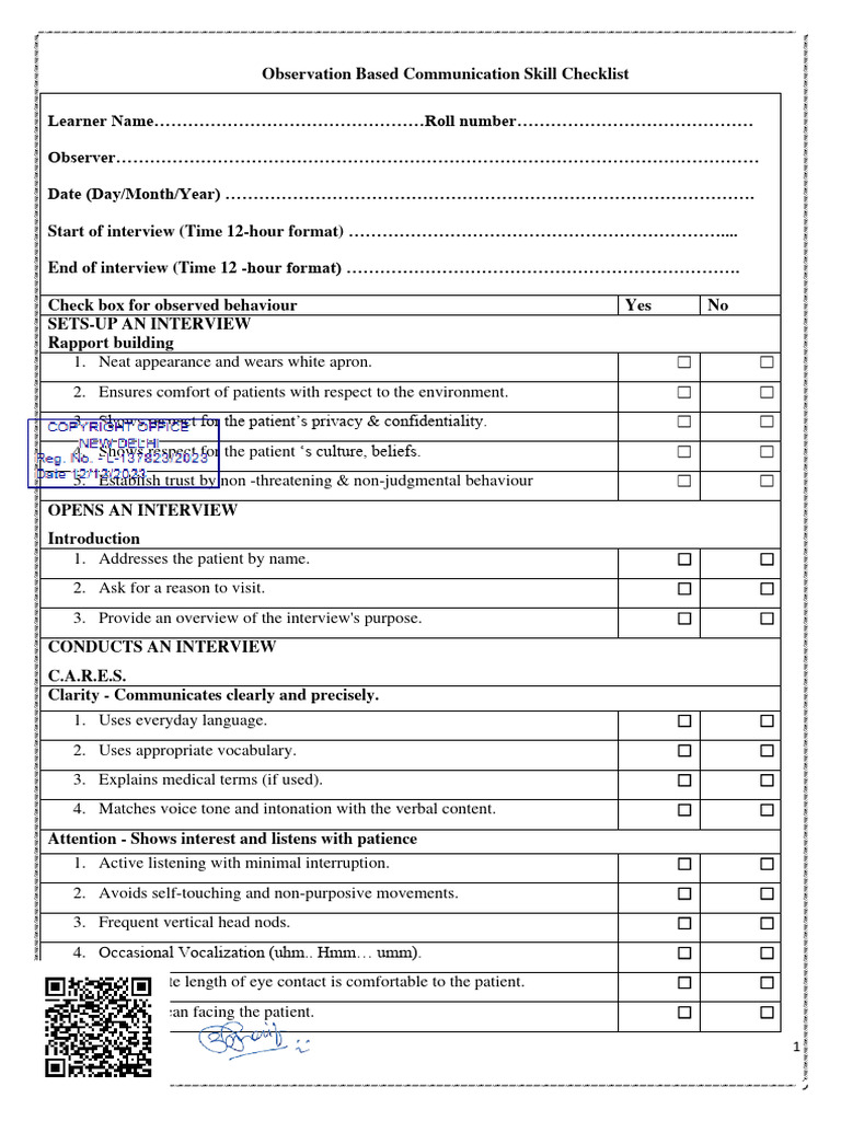 OCSC Checklist | Download Free PDF | Behavioural Sciences | Cognition