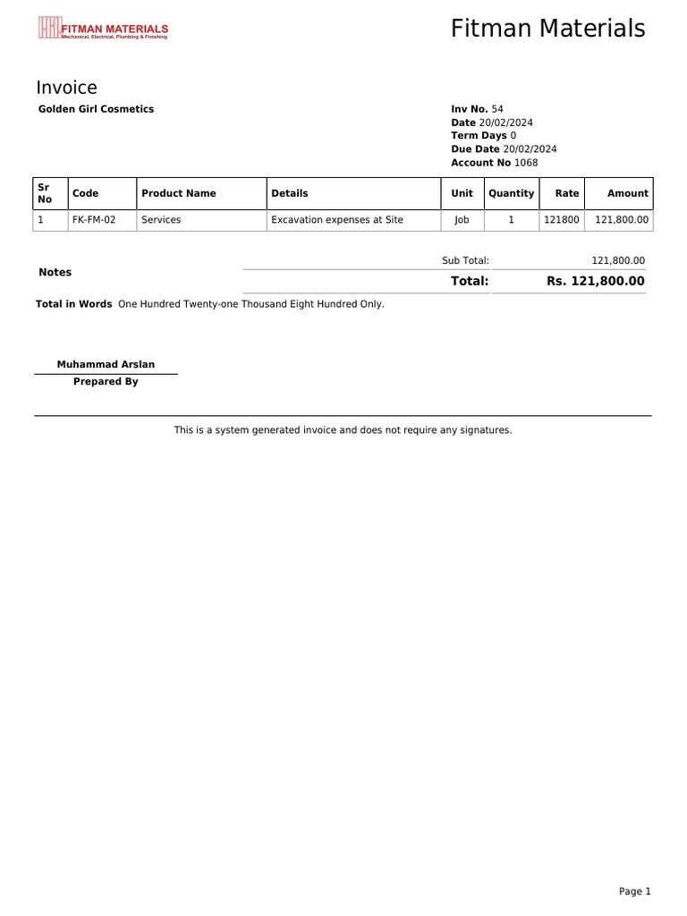 Excavation Invoice | PDF
