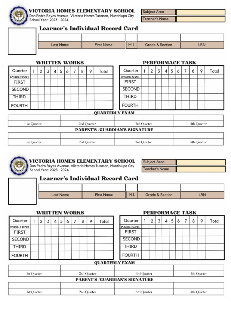 Share LEARNERS-INDIVIDUAL-RECORD-CARD | PDF