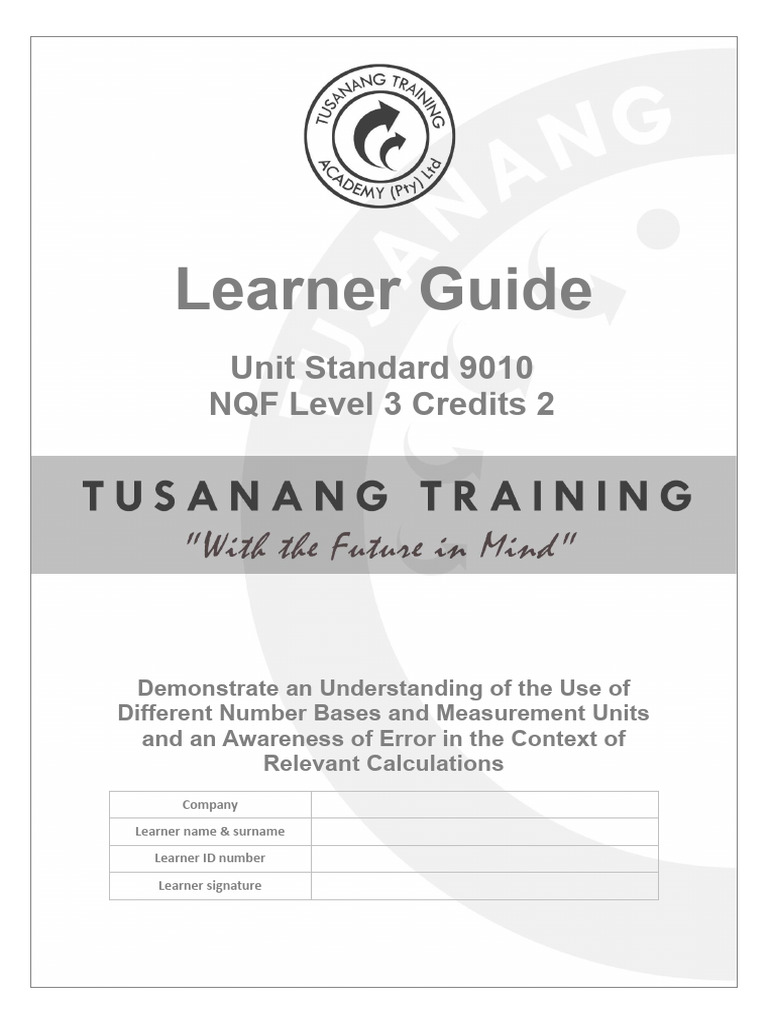 9010 Learner Guide | PDF | Numbers | Educational Assessment