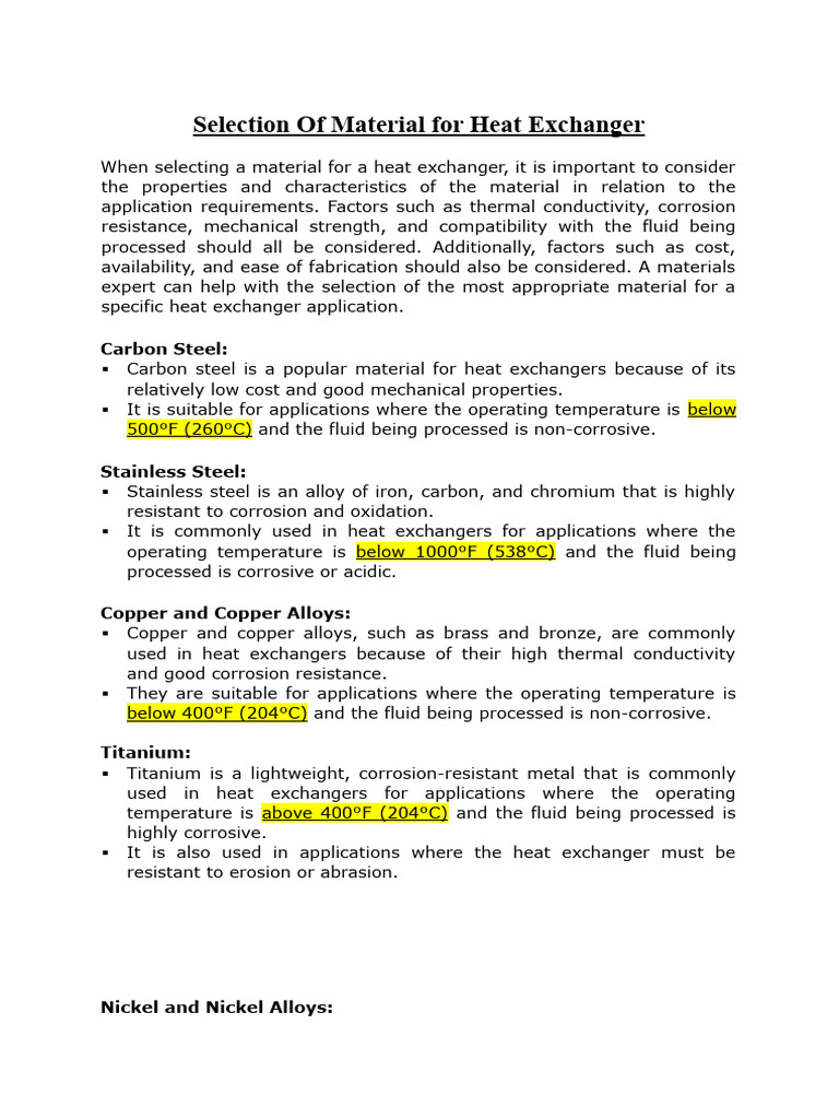 Materials Using For Heat Ex. | PDF | Corrosion | Stainless Steel