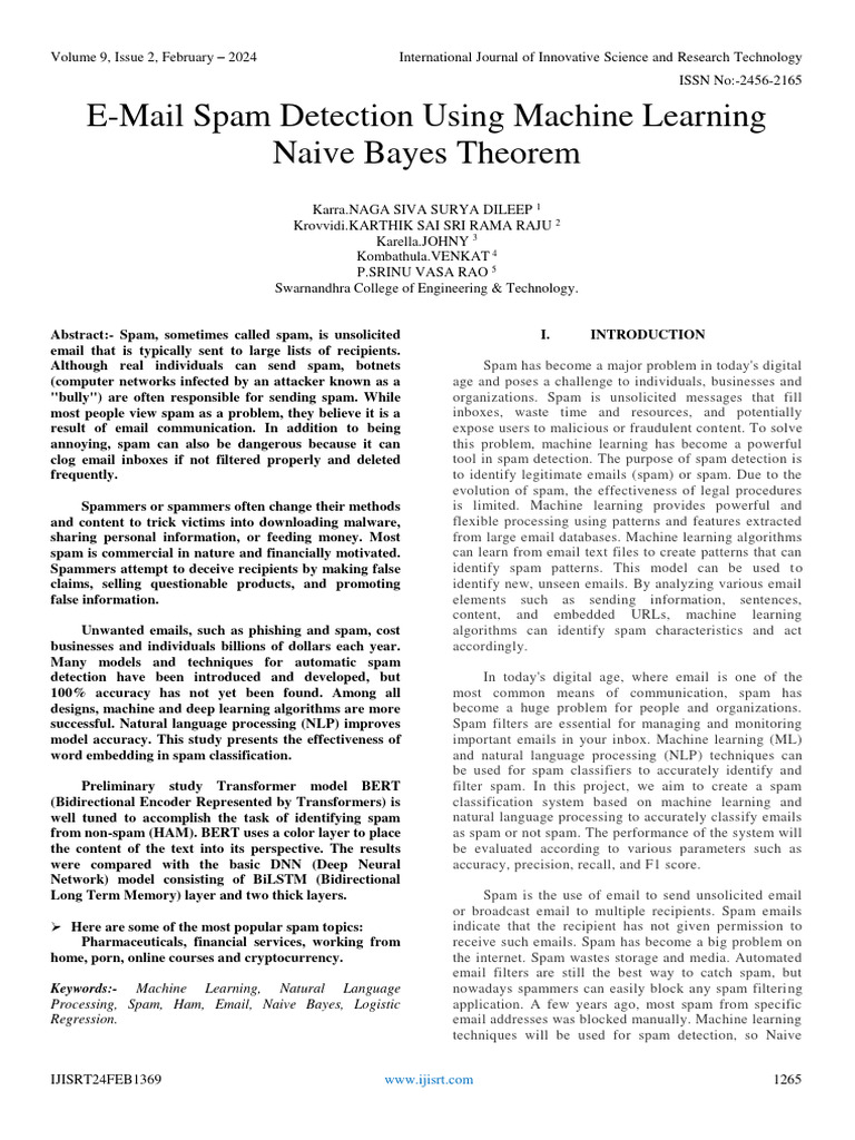 Email Spam Detection with ML | PDF | Email Spam | Machine Learning