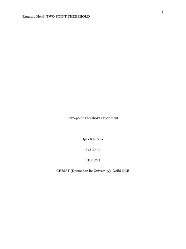 Two Point Threshold | PDF | Psychophysics | Stimulus (Physiology)