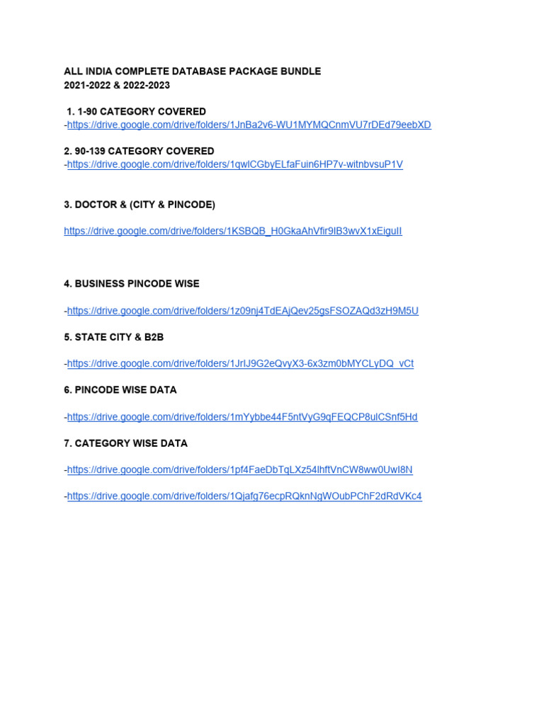 All India Complete Database Package Bundle 2022 2023 2024 21-01-10!18!9 | PDF