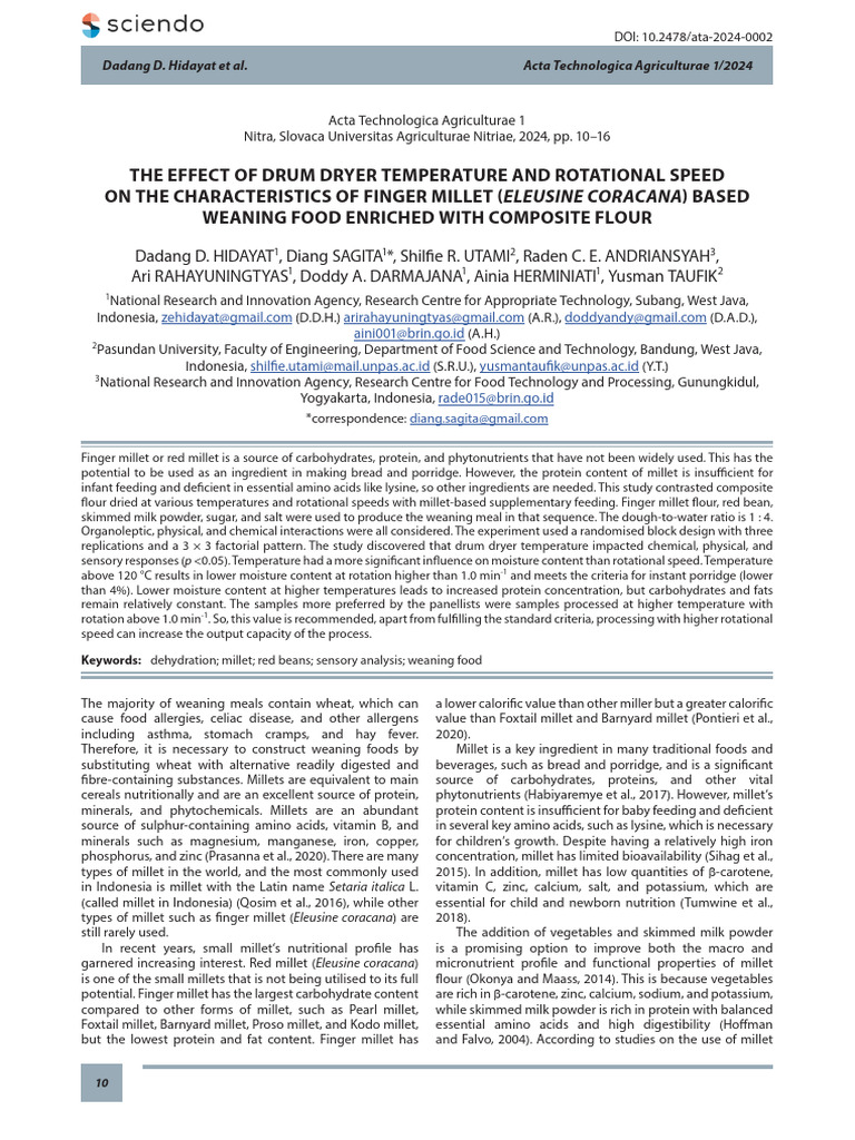 The Effect of Drum Dryer Temperature and Rotational Speed On The ...