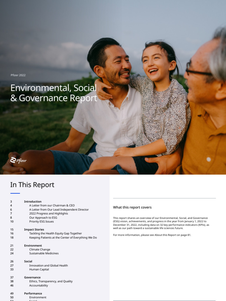 Pfizer 2022 ESG Report Overview | PDF | Governance | Sustainability