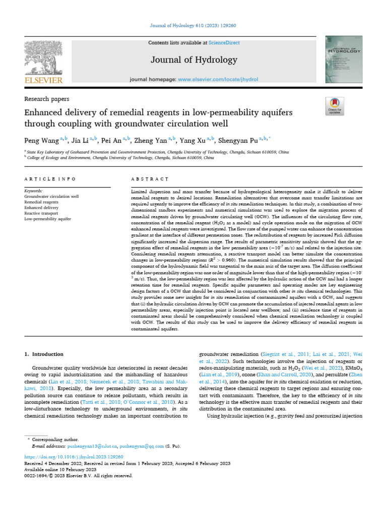 Enhanced Delivery of Remedial Reagents in Low-Permeability Aquifers ...