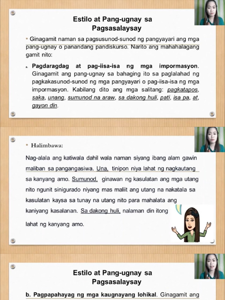 Estilo at Pag-Uugnay Sa Pagsasalaysay | PDF