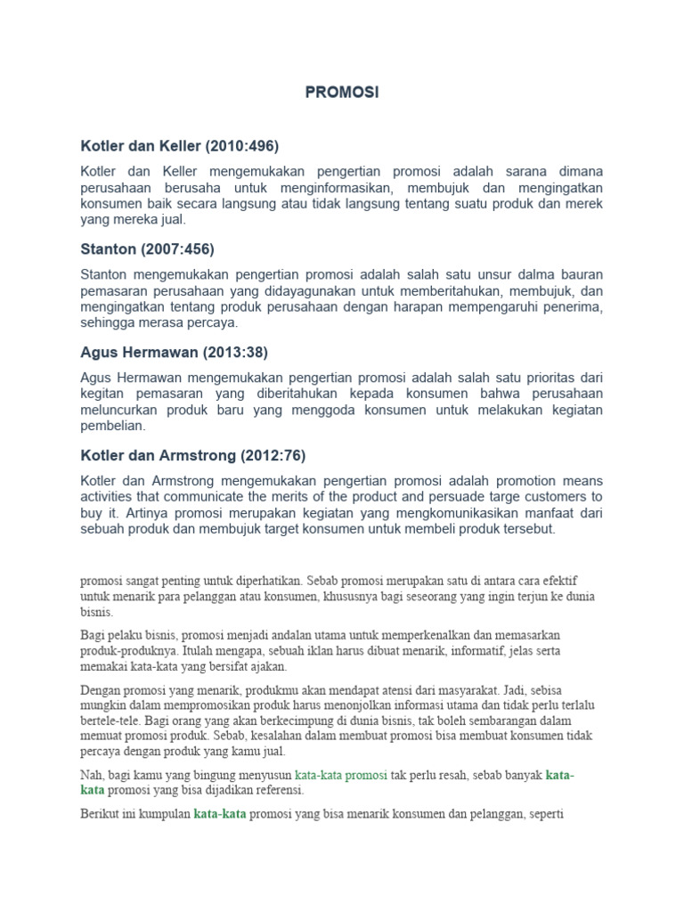 Kata-Kata Promosi | PDF | Bisnis