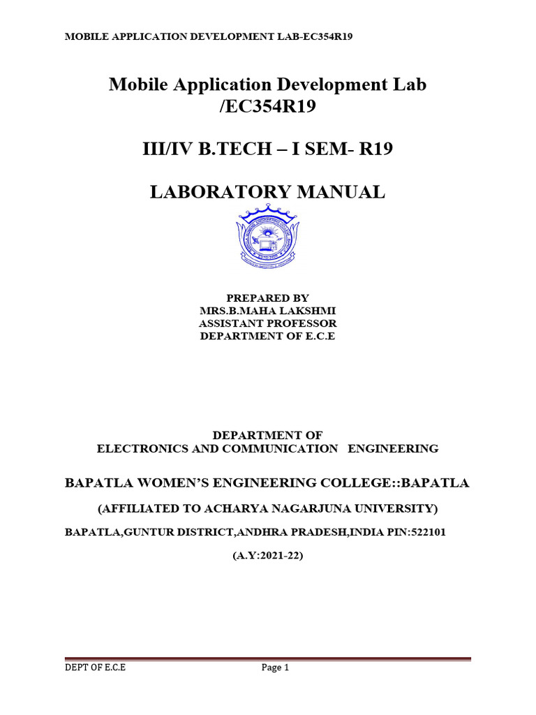 Mad Lab Ec354r19 Manual 2021-2022 | PDF | Android (Operating System) | Engineering
