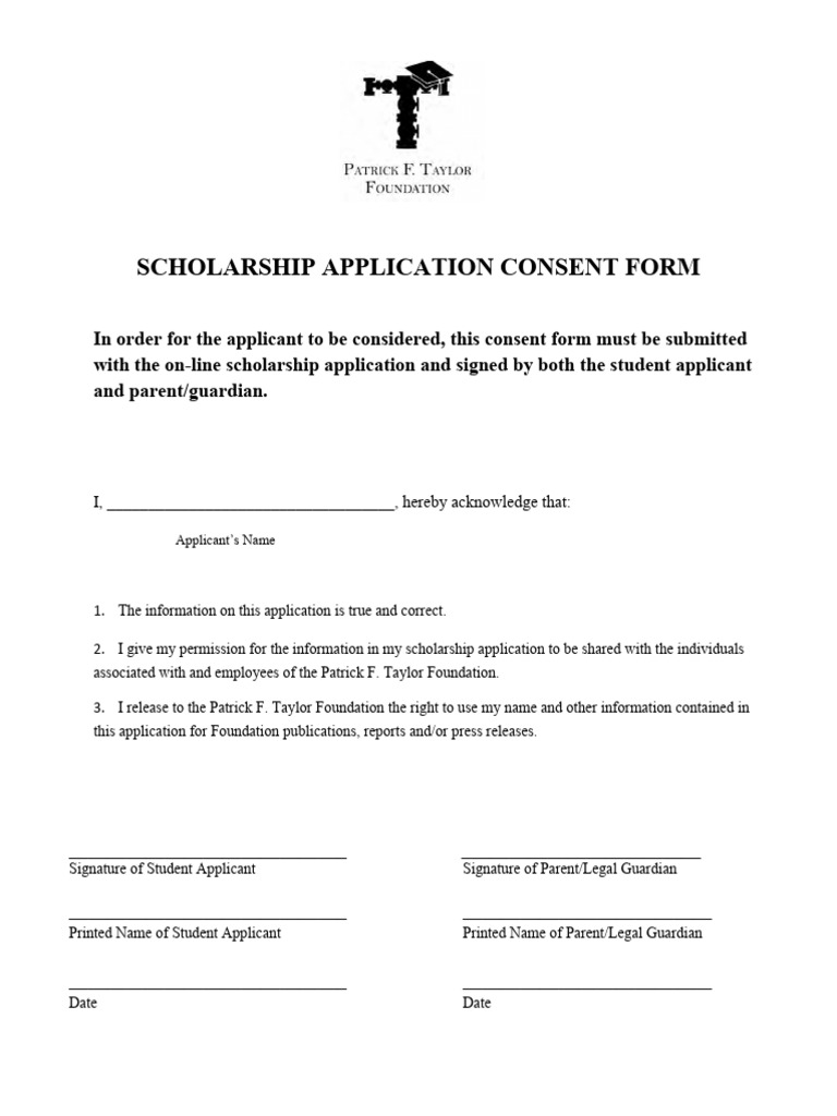 Scholarship Application Consent Form | PDF