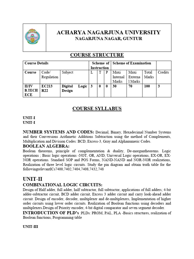 Acharya Nagarjuna University Syallabus | PDF