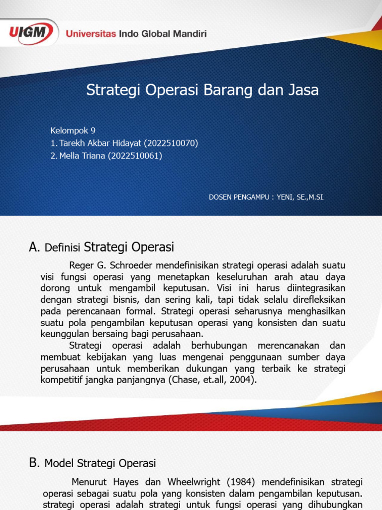 Strategi Operasi Barang dan Jasa | PDF | Komputer | Teknologi & Rekayasa