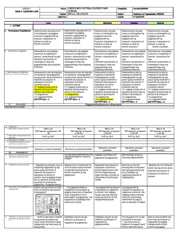 Q3 DLL Esp1 Week-5 | PDF