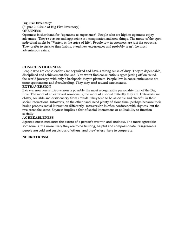Big Five Inventory | PDF