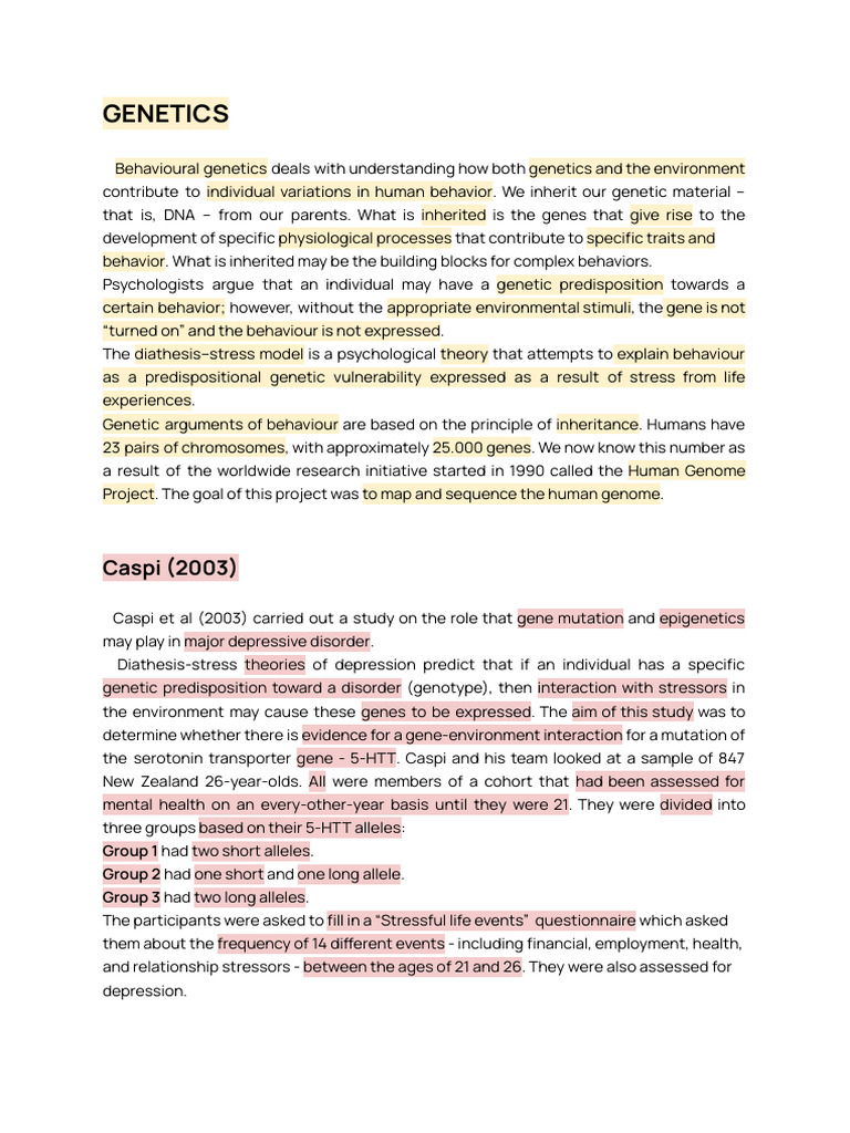 GENETICS | PDF | Genetics | Psychology