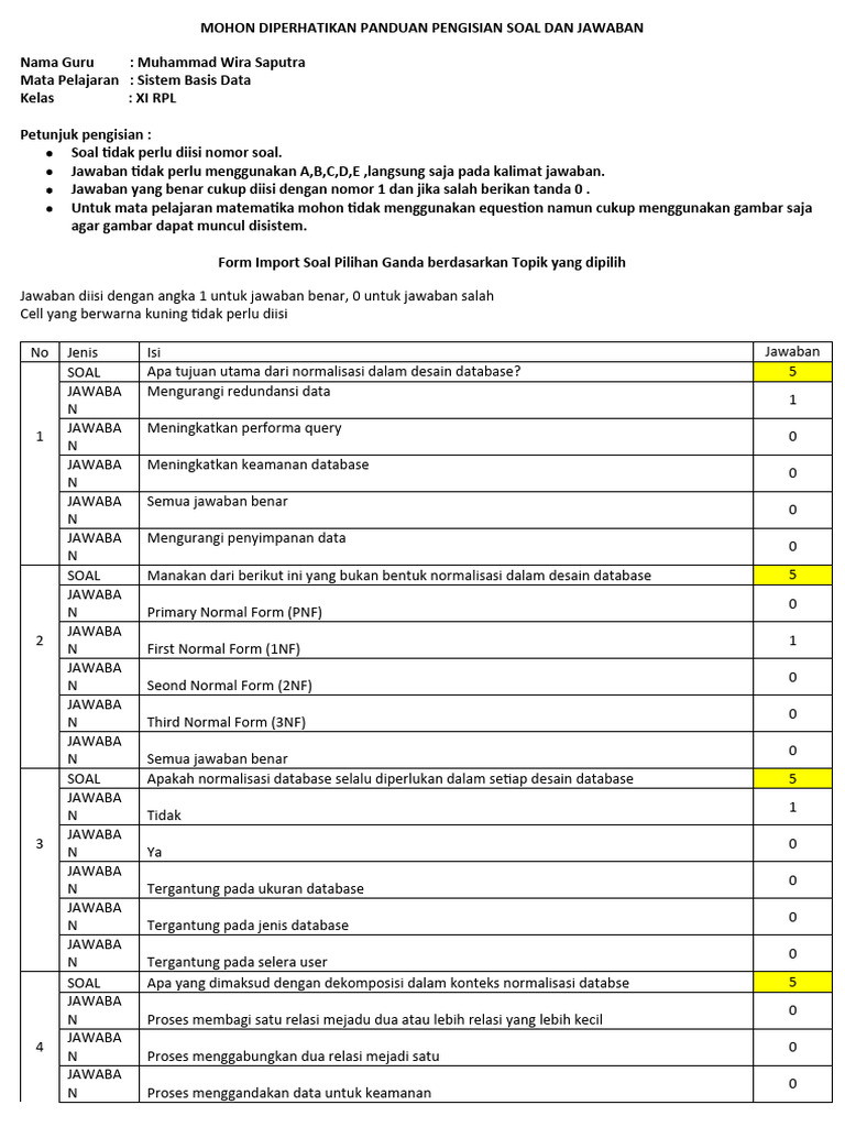 PTS Ganjil Xi RPL Sistem Basis Data | PDF