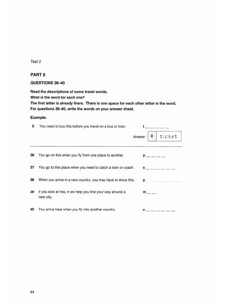 Cambridge KET Practice Test 2 - Reading Writing - Parts 6 To 9 | PDF