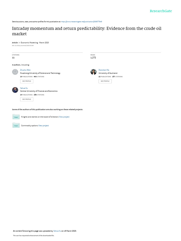 Intraday Momentum in Crude Oil | PDF | Day Trading | High Frequency Trading