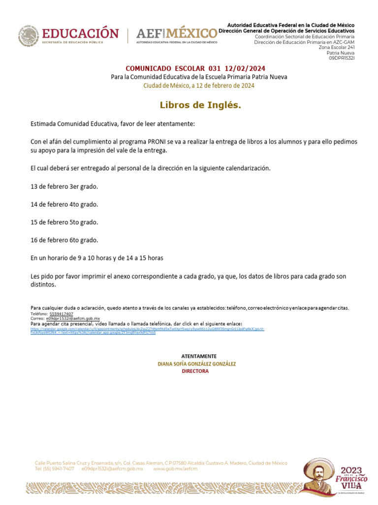 Comunicado Escolar 031 02 | PDF | Ciudad de México
