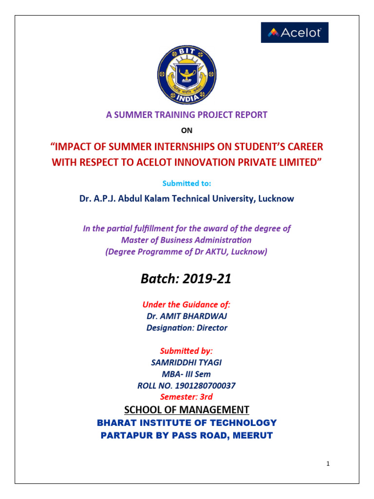 Summer Internship Project Report Rajat | PDF | Sampling (Statistics) | Business