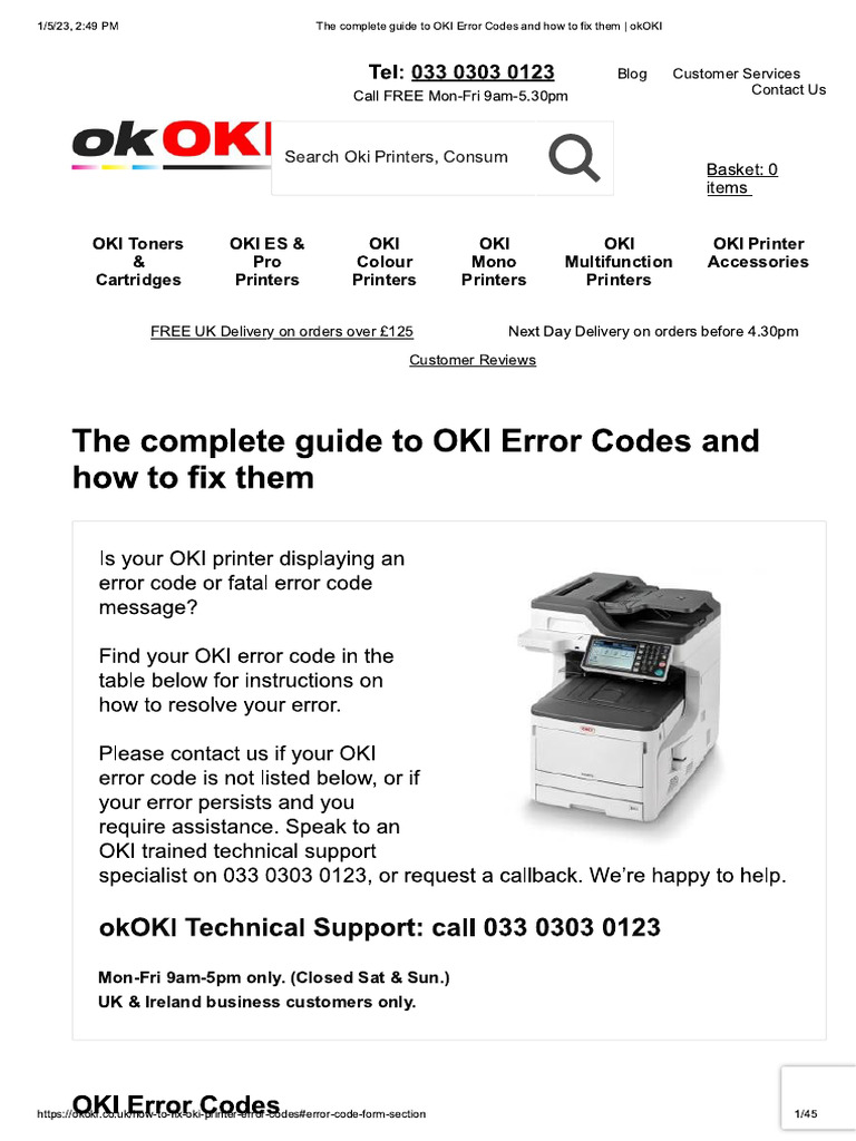 Complete Guide To OKI Error Codes and How To Fix Them - okOKI | PDF