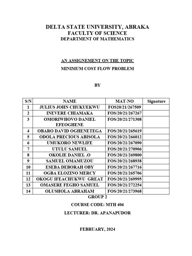 Minimum Cost Flow Problem Analysis | PDF