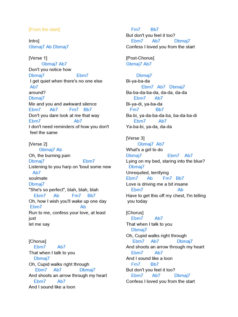 From The Start Chords | PDF | Song Structure | Songs