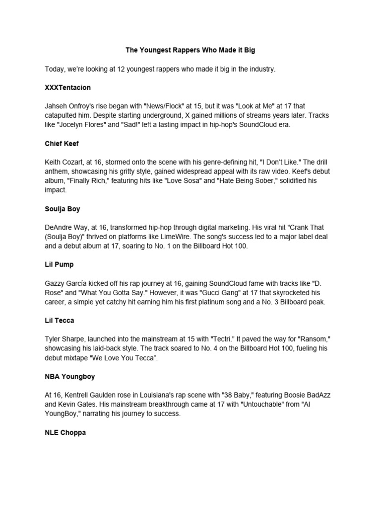 The Youngest Rappers Who Made It Big | PDF | Hip Hop Music | American Music