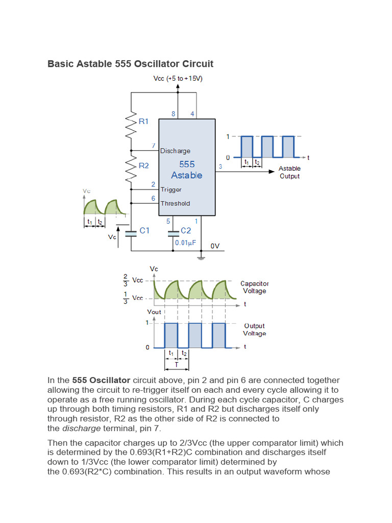 Basic Astable 555 Oscillator Circuit | PDF | Electrical Engineering | Electricity