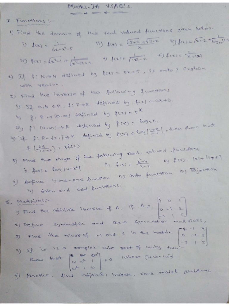 Maths-1A & 1B Additional 2marks Questions | PDF