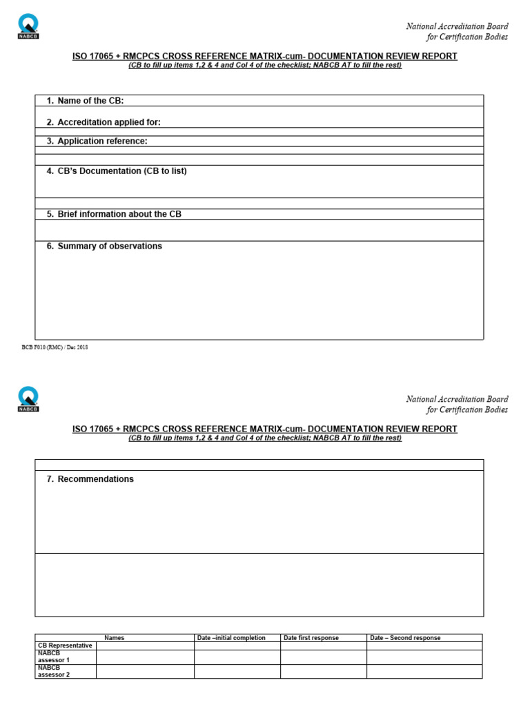 BCB F010 (RMC) - DRR For ISO 17065-2012 (RMCPCS) - DEC 2018 | PDF ...