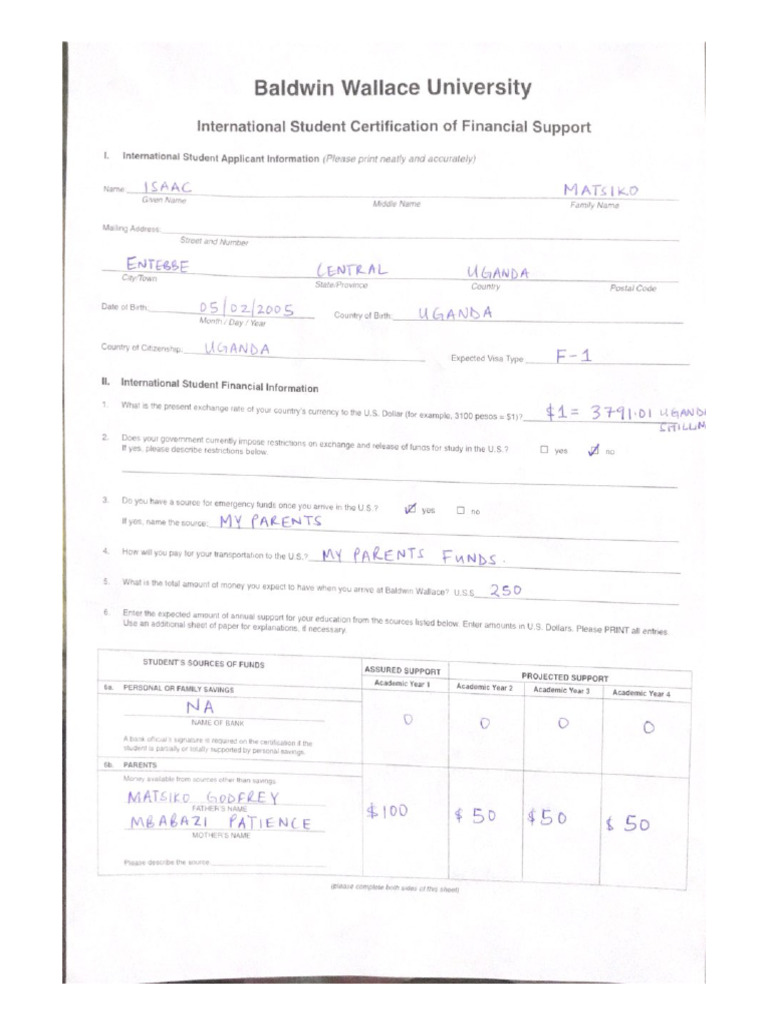Certificate of Financial Support | PDF