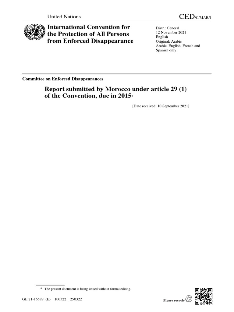 Morocco's Report on Enforced Disappearances | PDF | Crime & Violence ...