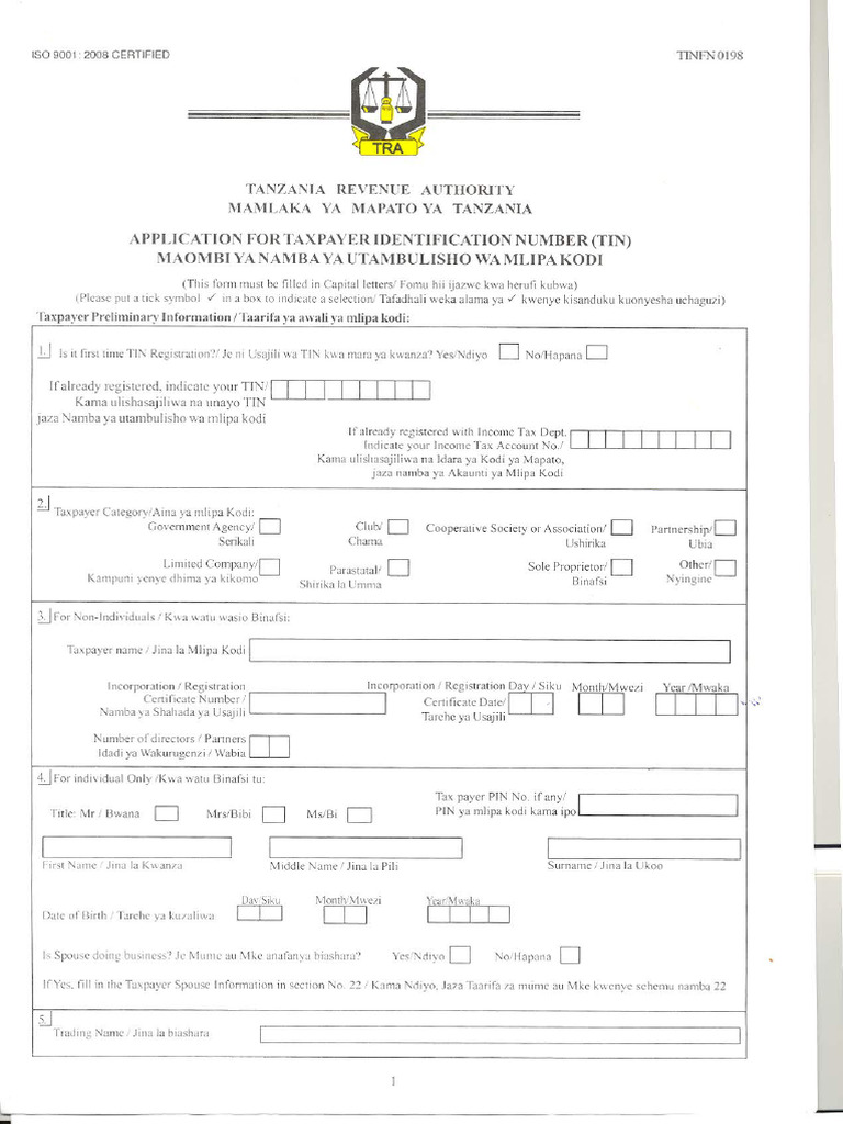 TIN Form 2 - 1 | PDF