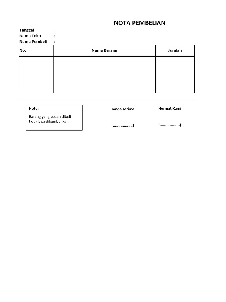 Nota Pembelian | PDF